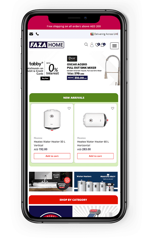 Faza Home - ECommerce Website Design in Dubai | Nuox Technologies